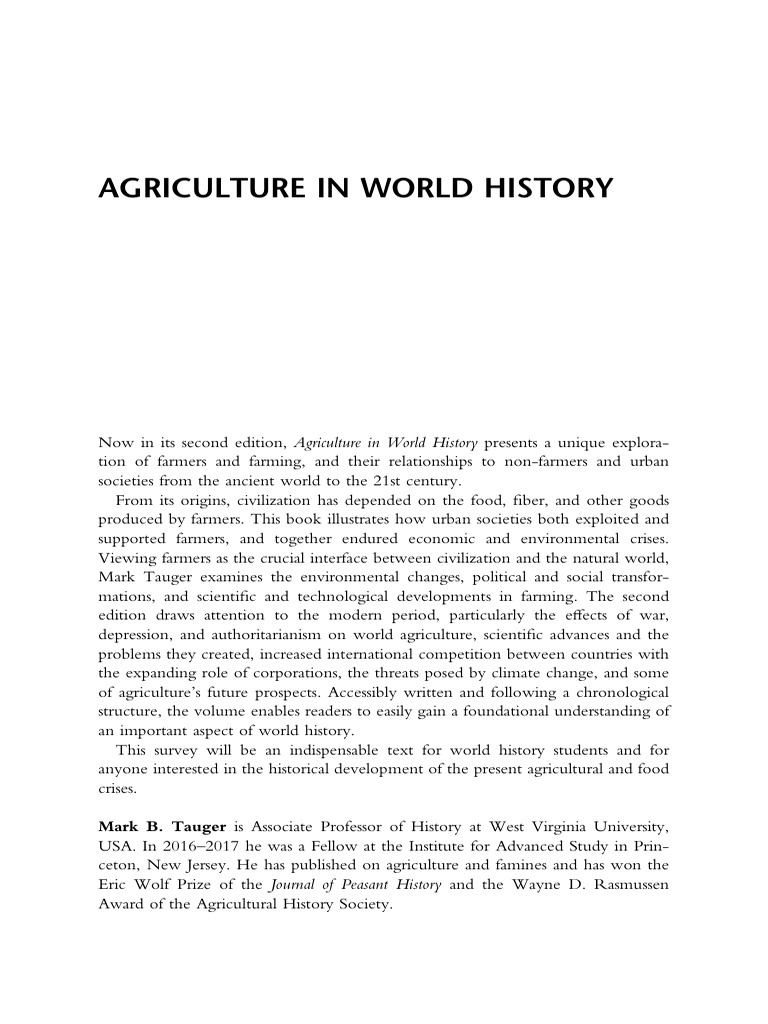 Agriculture in World History | PDF | Domestication | Agriculture