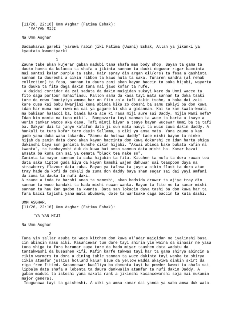 'Ya'Yan Miji by Umm Asghar Complete-1 | PDF