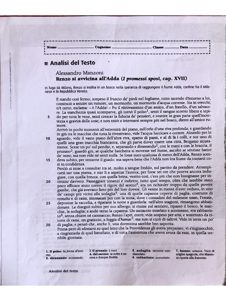 Traccia I Promessi Sposi 1 copia | PDF