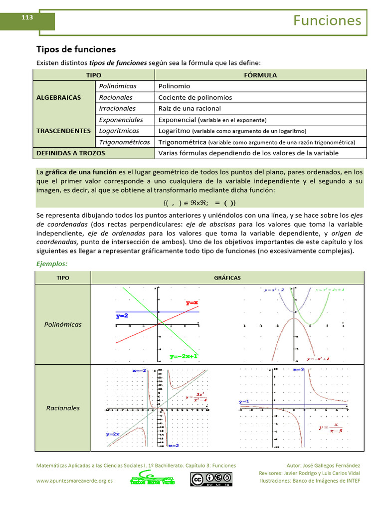 Tipos de Funciones Matemáticas | PDF | Variable (Matemáticas) | Funcion ...