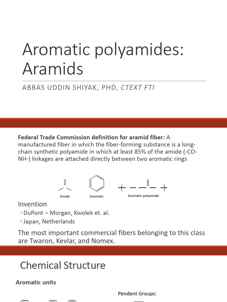 Lec 4 Aromatic Polyamide | PDF | Materials | Polymers