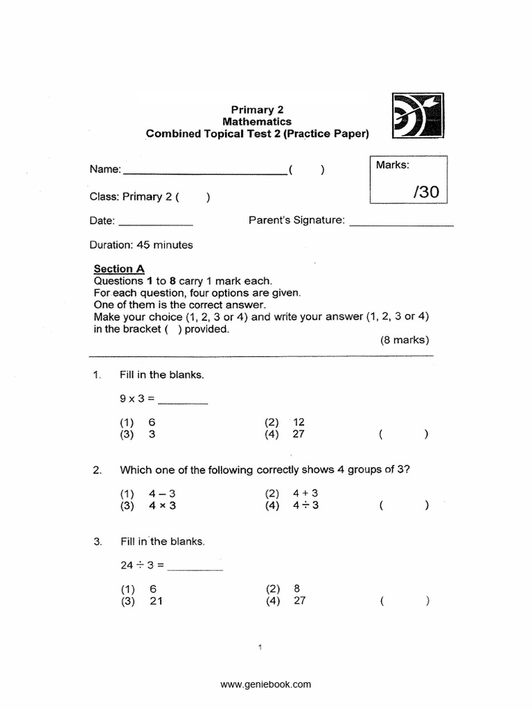 Primary 2 - Maths - 2019 - SA2 - 1 | PDF