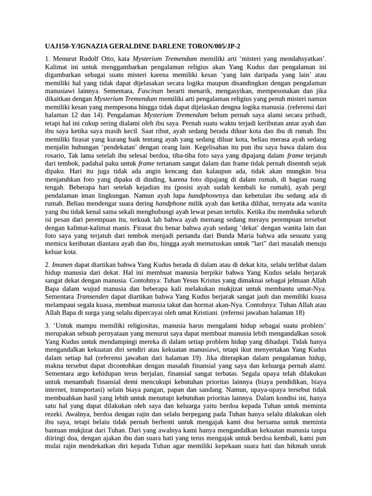 Mysterium Tremendum dan Pengalaman Religius | PDF