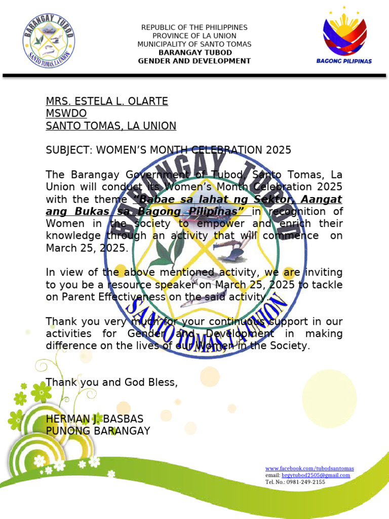 Letter of Invitation GAD 2025 | PDF | Philippines