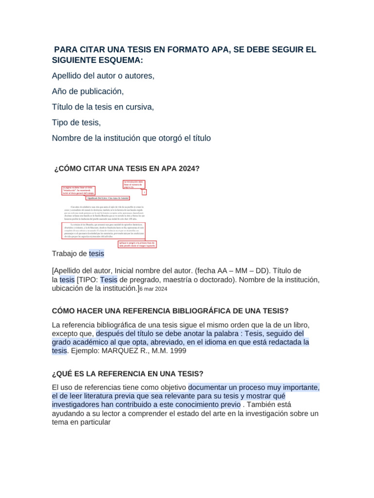 PARA CITAR UNA TESIS EN FORMATO APA | PDF | Estilo apa | Citación