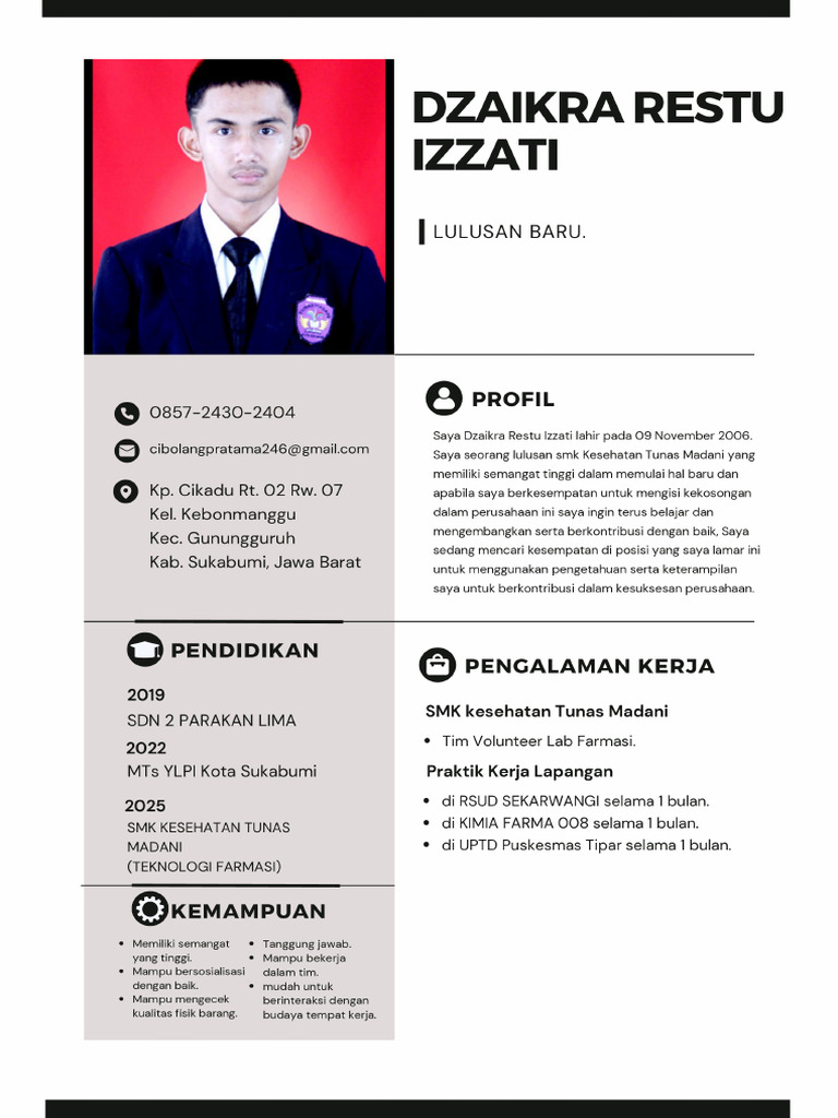 CV - Dzaikra Restu Izzati - Inspector Qc. - 20250516 - 213436 - 0000 | PDF