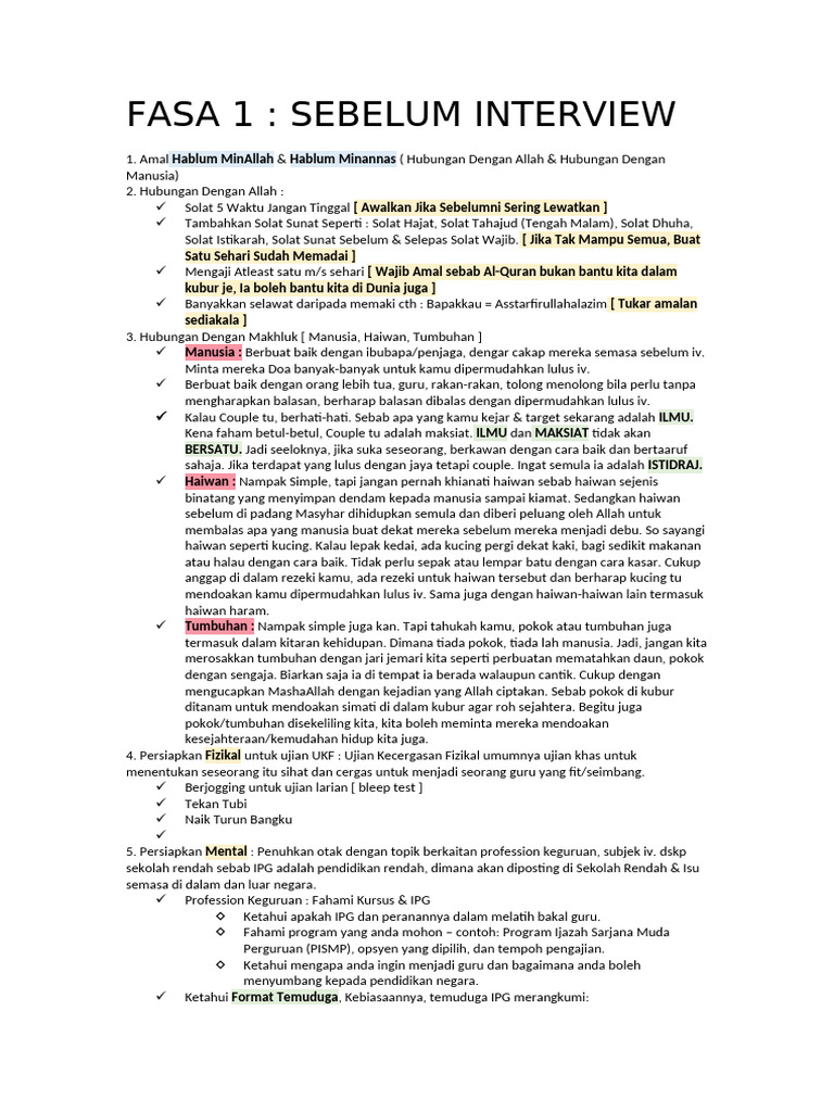 Fasa Interview Ipg 2025 | PDF