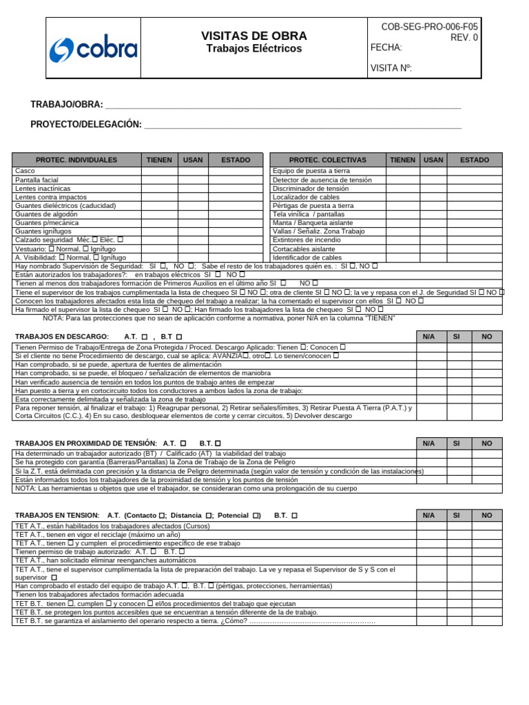 Cob-Seg-Pro-006-F05 Rev. 0-Electrico | PDF | Electricidad
