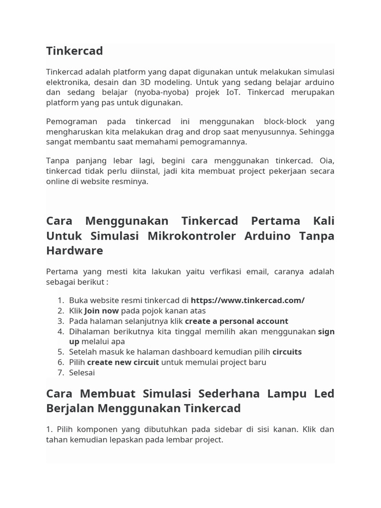 Contoh Penggunaan Tinkercad | PDF