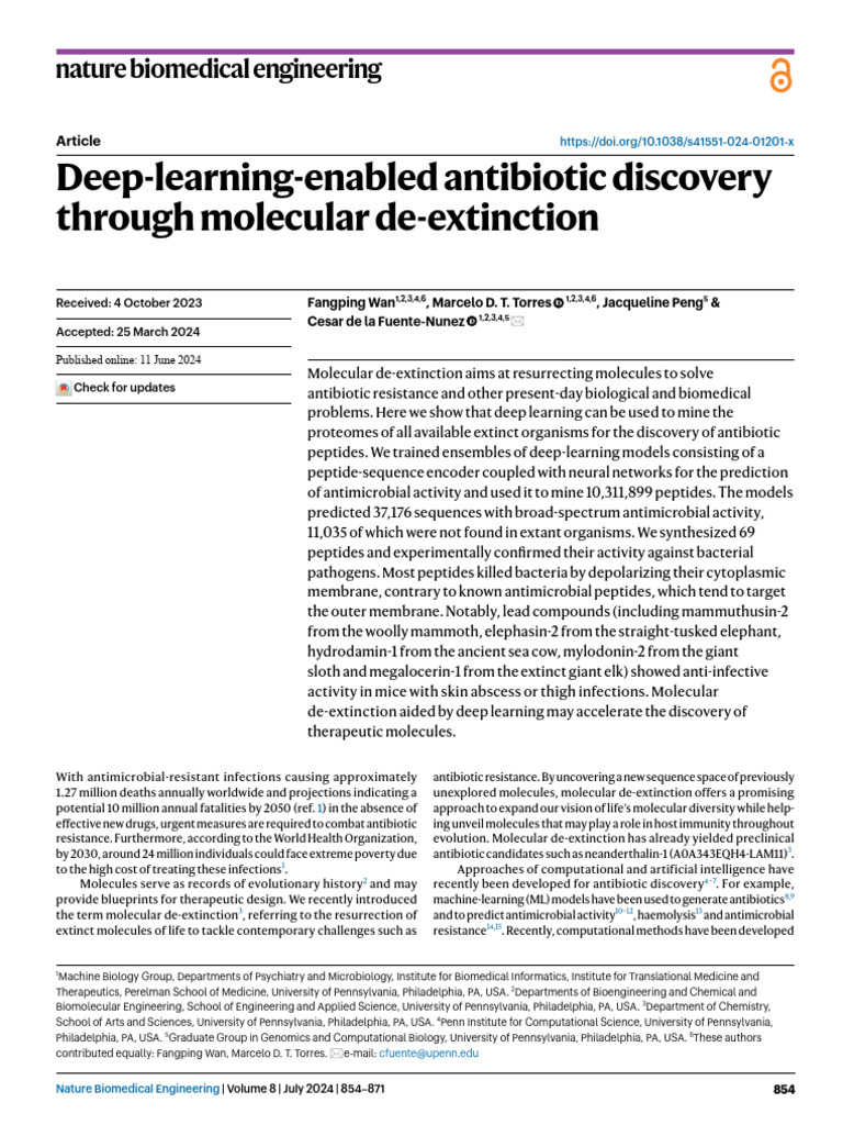 Deep-Learning-Enabled Antibiotic Discovery Through Molecular De-Extinction | PDF | Amino Acid ...