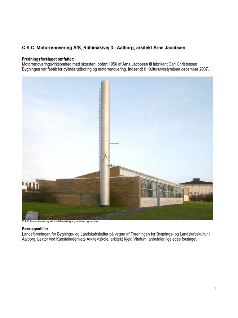 Fredning Cac Motorrenovering Aalborg | PDF