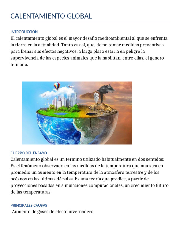 Causas y soluciones del calentamiento global | PDF | Gases de efecto ...