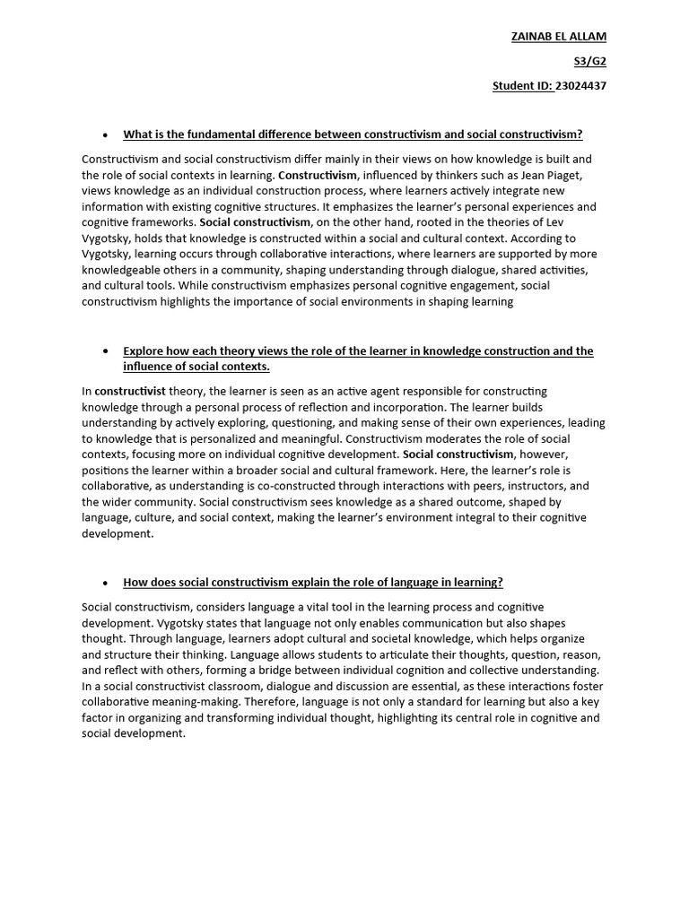 Constructivism and Social Constructivism | PDF | Constructivism ...