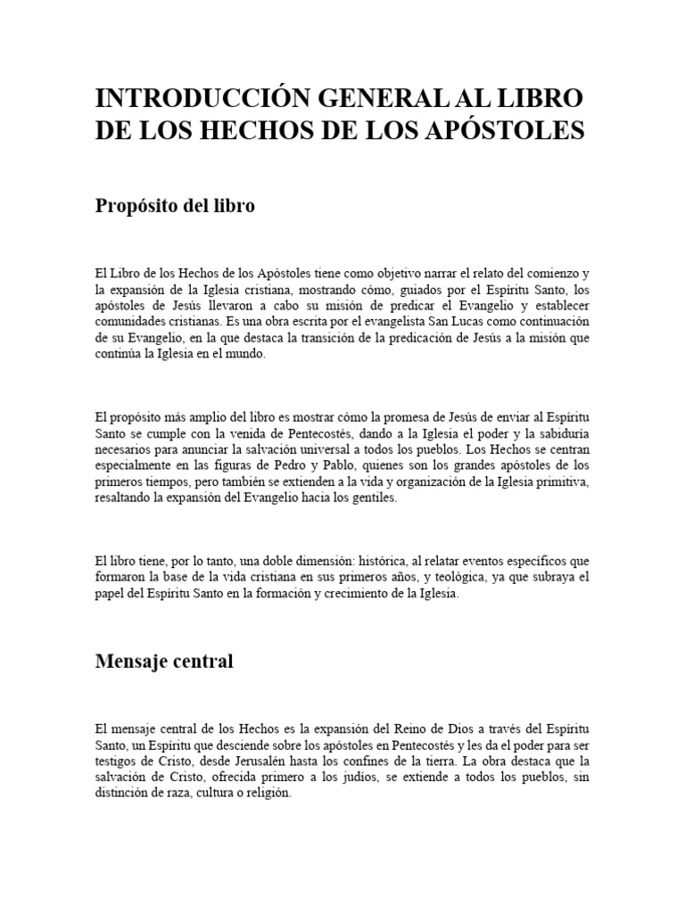 Libro Hechos de Los Apóstoles | PDF | espíritu Santo | Iglesia Católica
