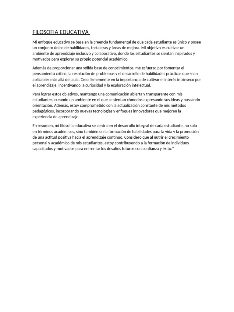FILOSOFIA EDUCATIVA | PDF