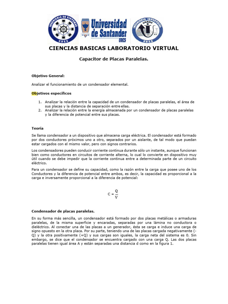7 Capacitor de Placas Paralelas | PDF | Condensador | Capacidad