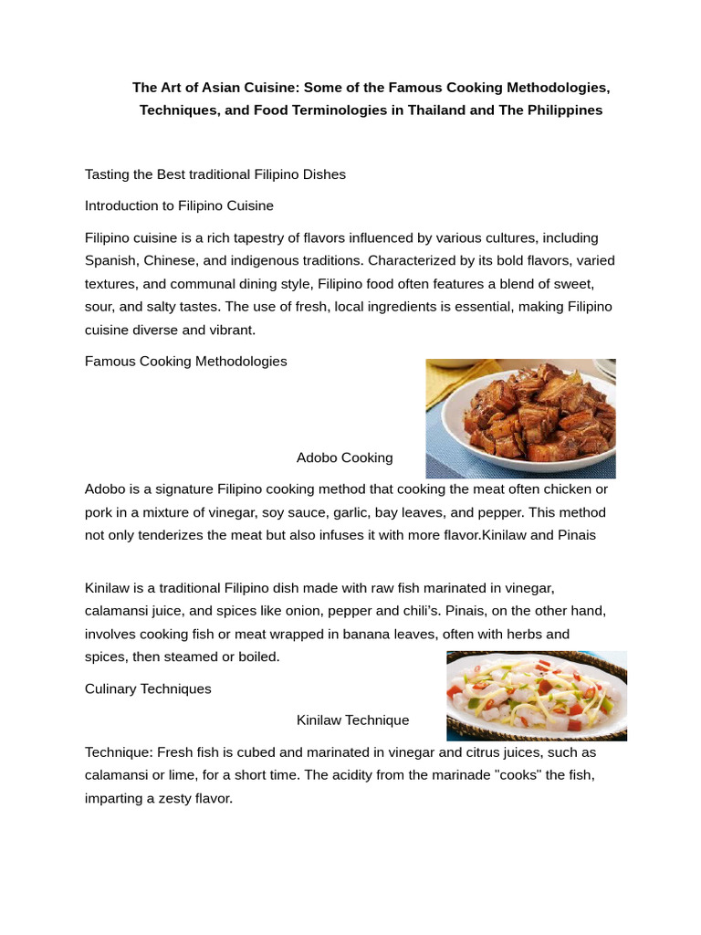 Filipino Cooking: Kinilaw & Pinais | PDF | Thai Cuisine | Stir Frying