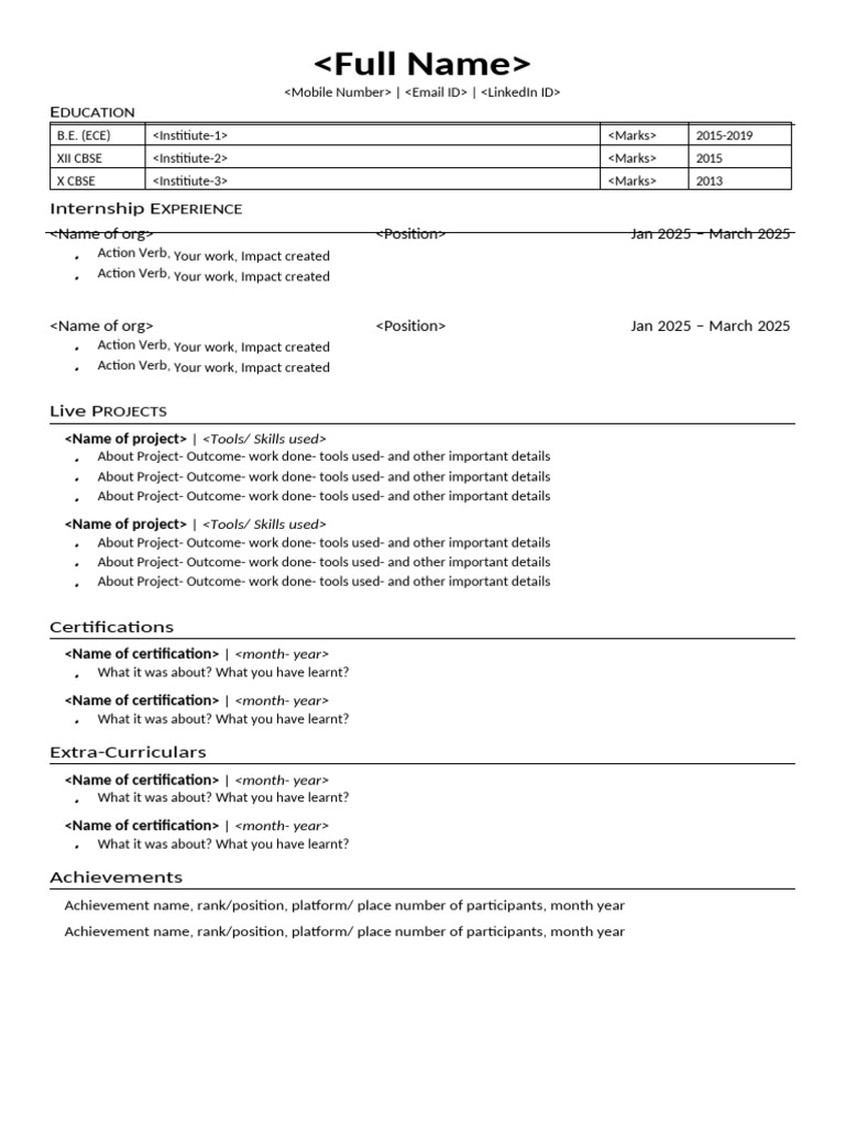 Simple One Page Template 2 - AceMBA | PDF
