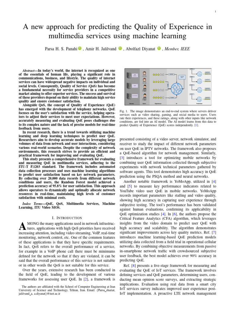A New Approach For Predicting The Quality of Exper | PDF | Machine Learning | Computer Network