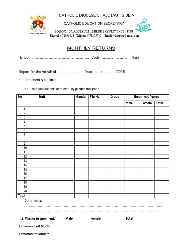 2025 Monthly Report Format - CES | PDF