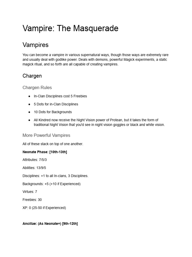 VTM Alternate Rules | PDF