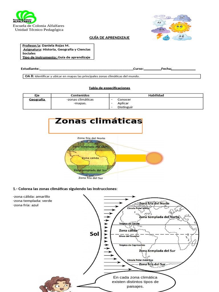 GuÍa zonas climáticas 3º basico | PDF | Clima | Pedagogía