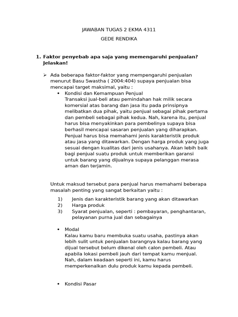 Jawaban Tugas 2 Ekma 4311 | PDF