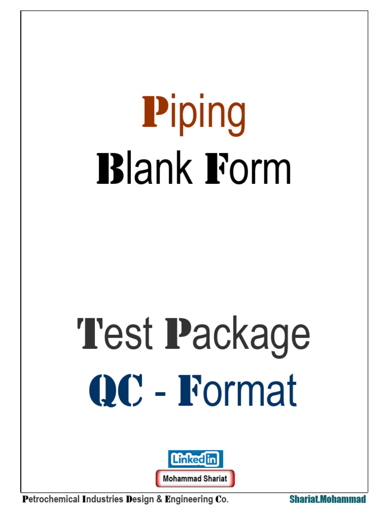 Piping Test Package QC Forms List | PDF | Valve | Pipe (Fluid Conveyance)