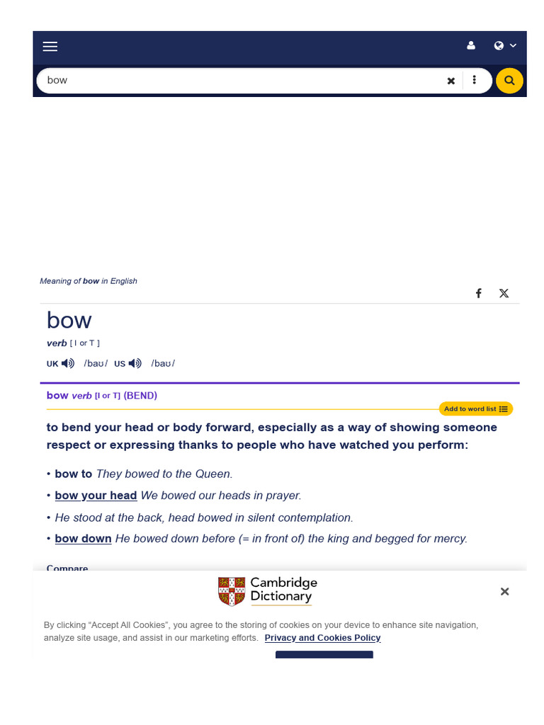 Dictionary Cambridge Org Dictionary English Bow... | PDF | Bow And ...