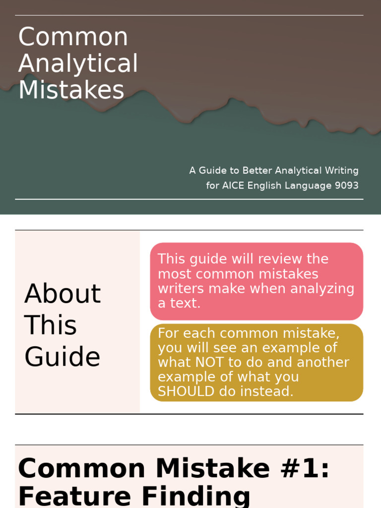 Paper 1 - Common Analytical Mistakes | PDF | Essays | Linguistics