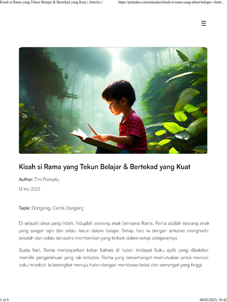 Kisah Si Rama Yang Tekun Belajar & Bertekad Yang Kuat - Articles ...