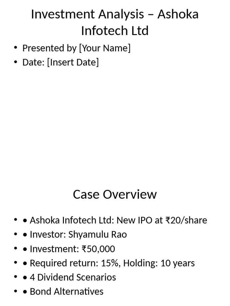 Ashoka Infotech Investment Analysis | PDF