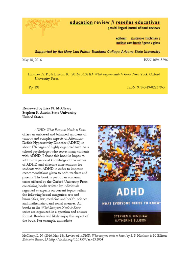 Review of ADHD What Everyone Needs To Know | PDF | Attention Deficit ...