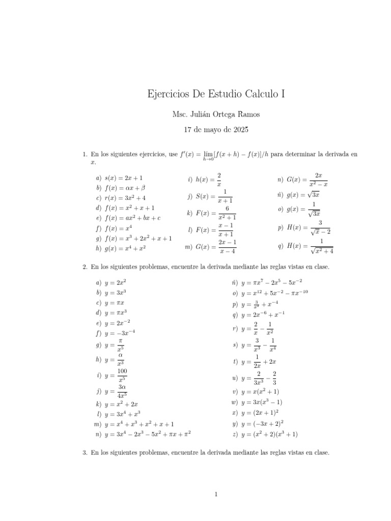 Ejercicios Calculo I | PDF | Propiedades termodinámicas. | Temperatura