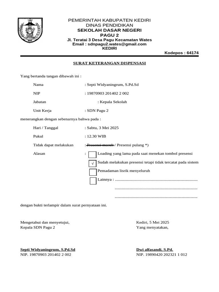 Surat Dispen | PDF