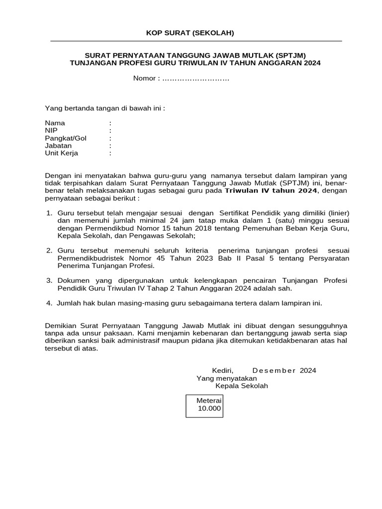 Format SPTJM TPG TW4 2024 | PDF