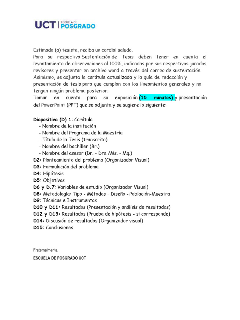 Sugerencias - Diapositivas - Epg-Uct | PDF