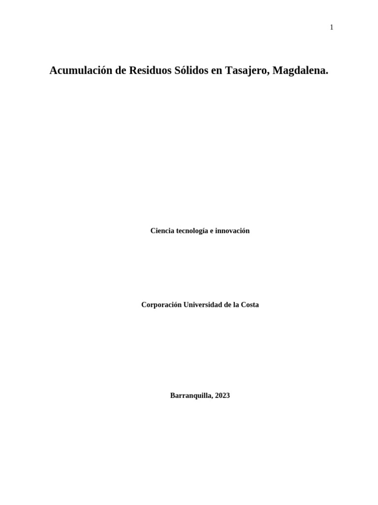 Ejemplo de Proyecto 2do Corte Cti | PDF | Residuos | Contaminación