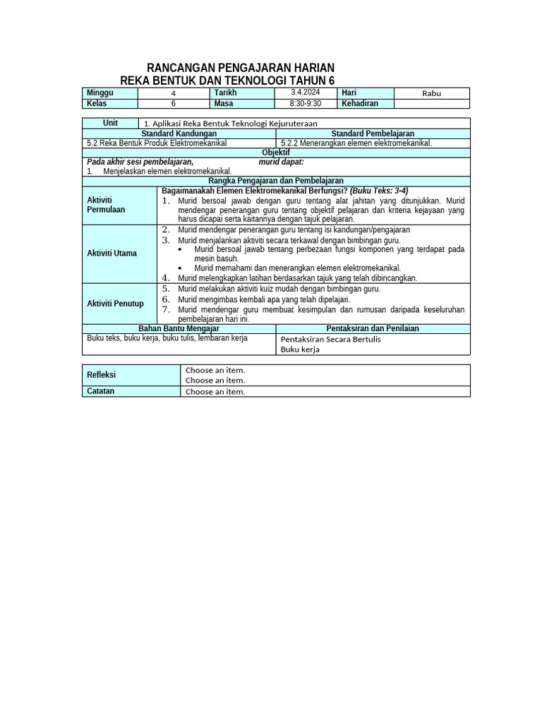 RPH RBT: Aplikasi Kejuruteraan | PDF