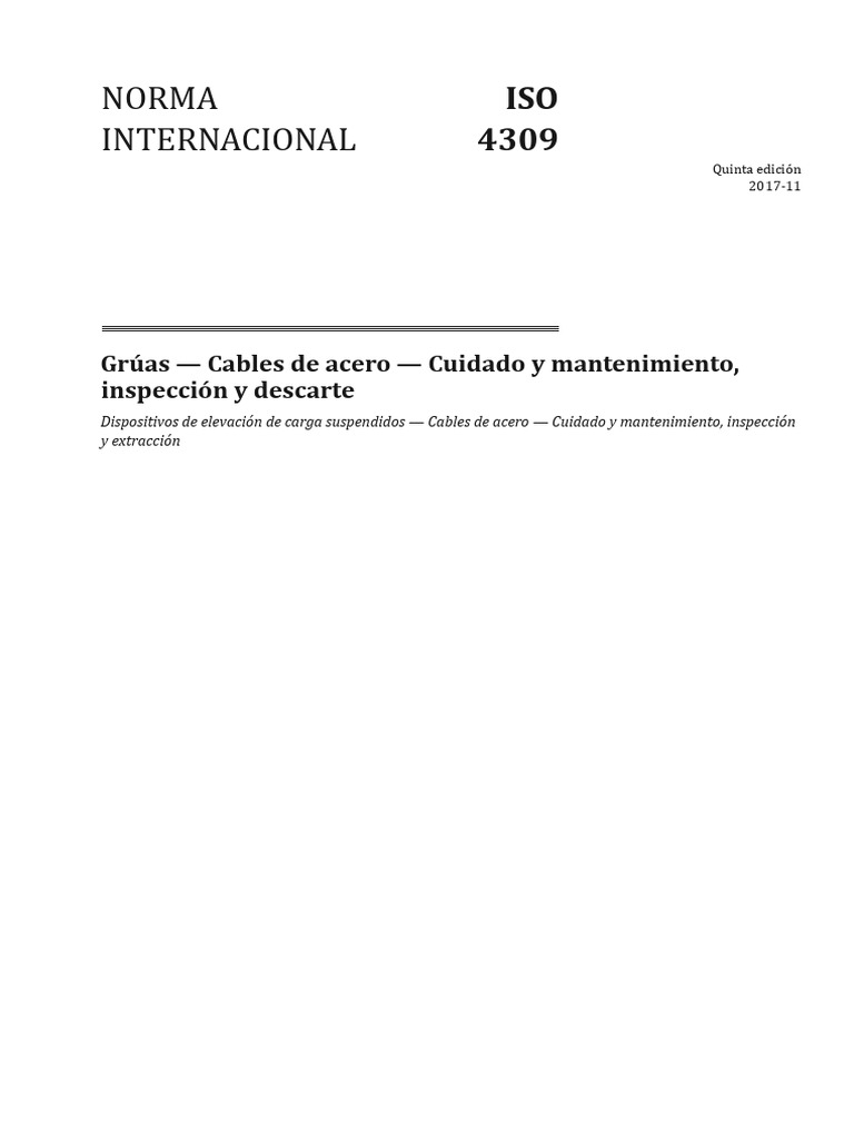 Norma Iso 4309 | PDF | Cuerda | Cable