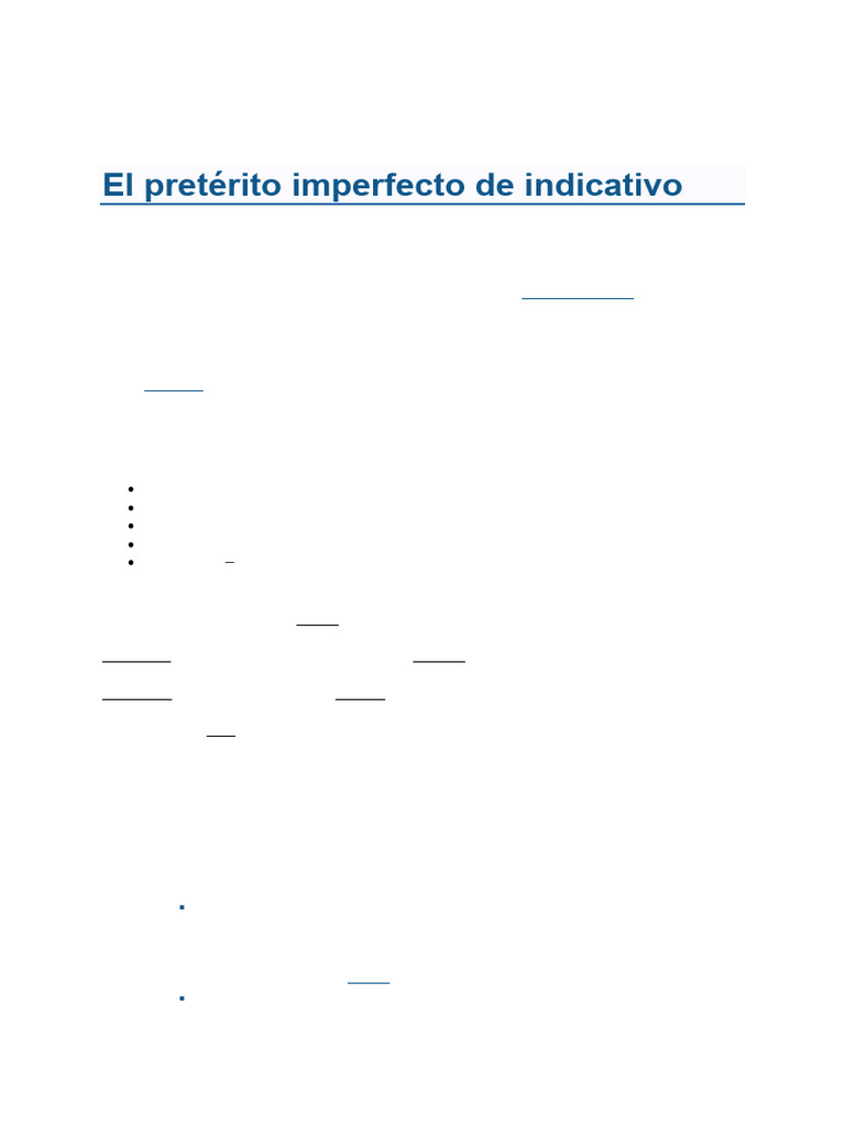 El Pretérito Imperfecto de Indicativo | PDF | Verbo | Gramática