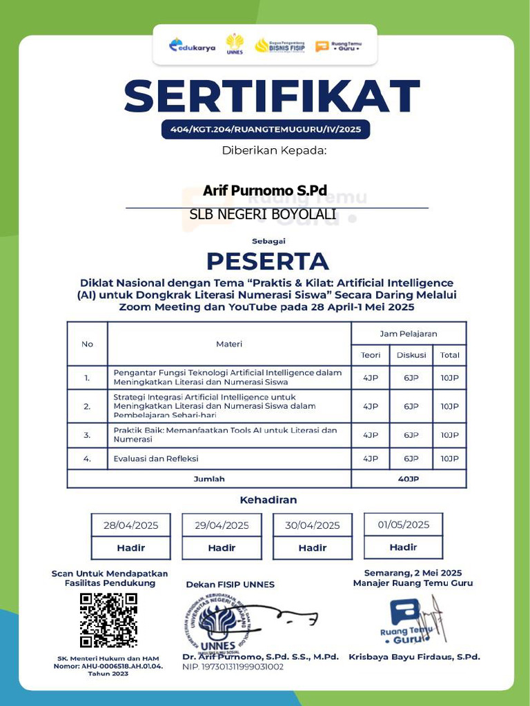 Arif Purnomo S.PD: SLB Negeri Boyolali | PDF