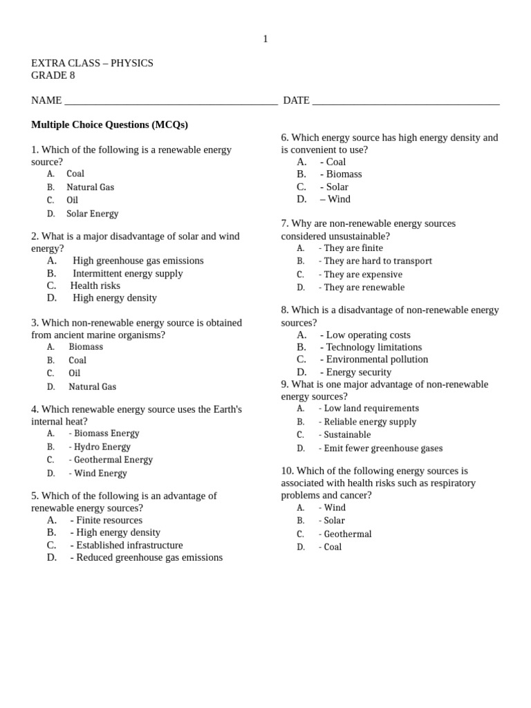 Renewable Energy Overview for Grade 8 | PDF | Energy Development ...