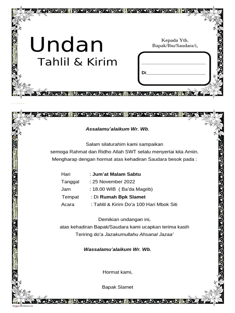 undangan tahlil | PDF
