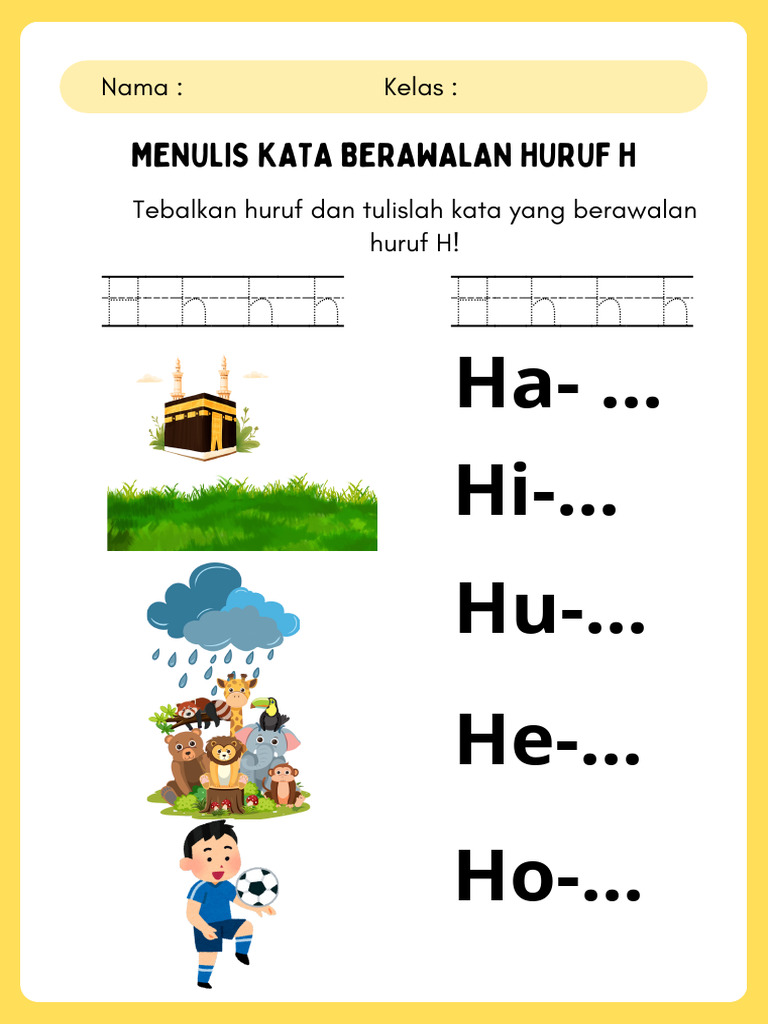 Belajar Menulis Menebalkan Angka 1-10 Lembar Kerja Kuning Sederhana ...
