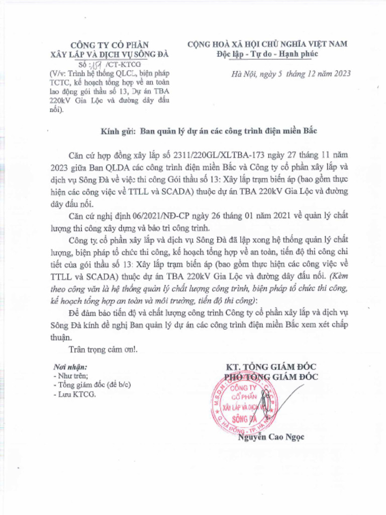 151 KTCG vv trinh hệ thống QLCL. biện pháp TCTC, kế hoạch tổng hợp và an toàn lao động gói 13 ...