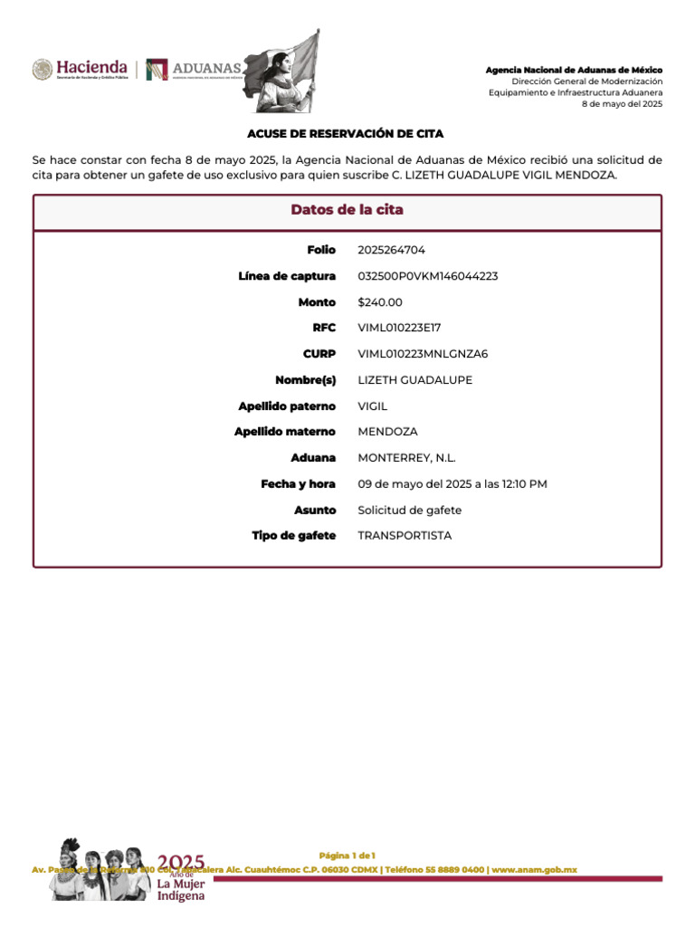 Acuse Viml010223mnlgnza6 2025264704 | PDF