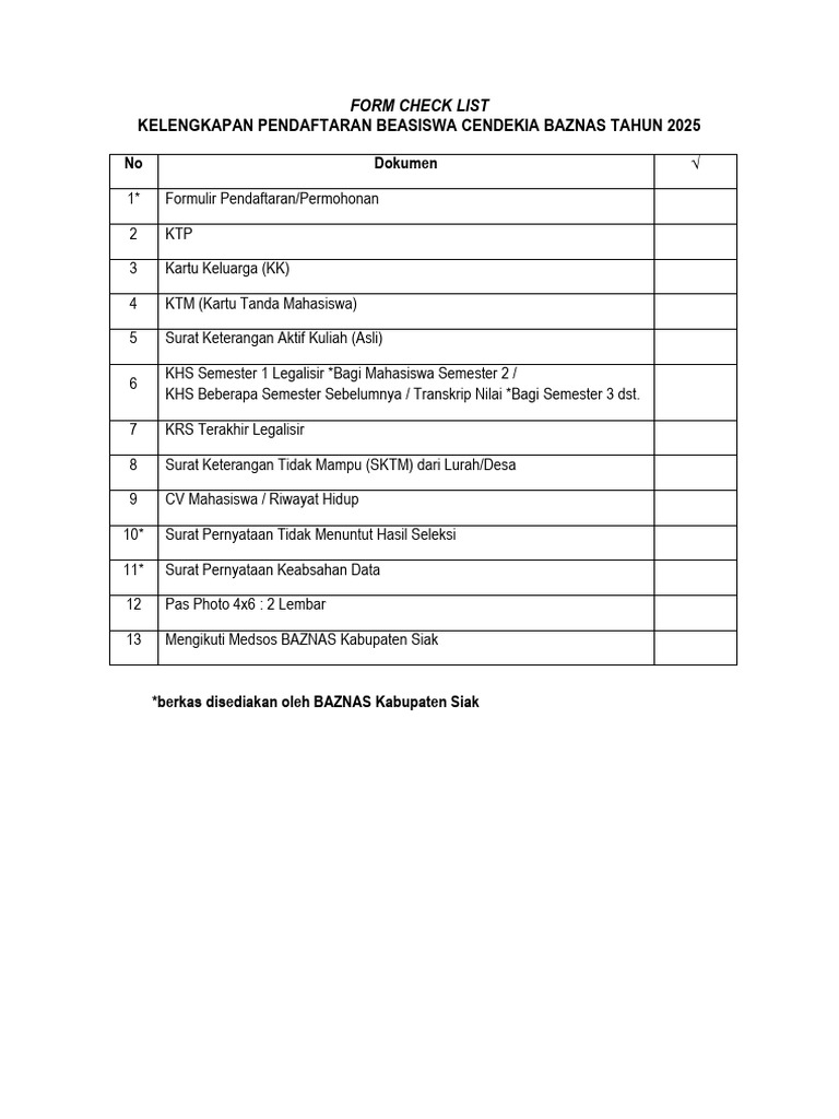 Form Check List Bcb | PDF