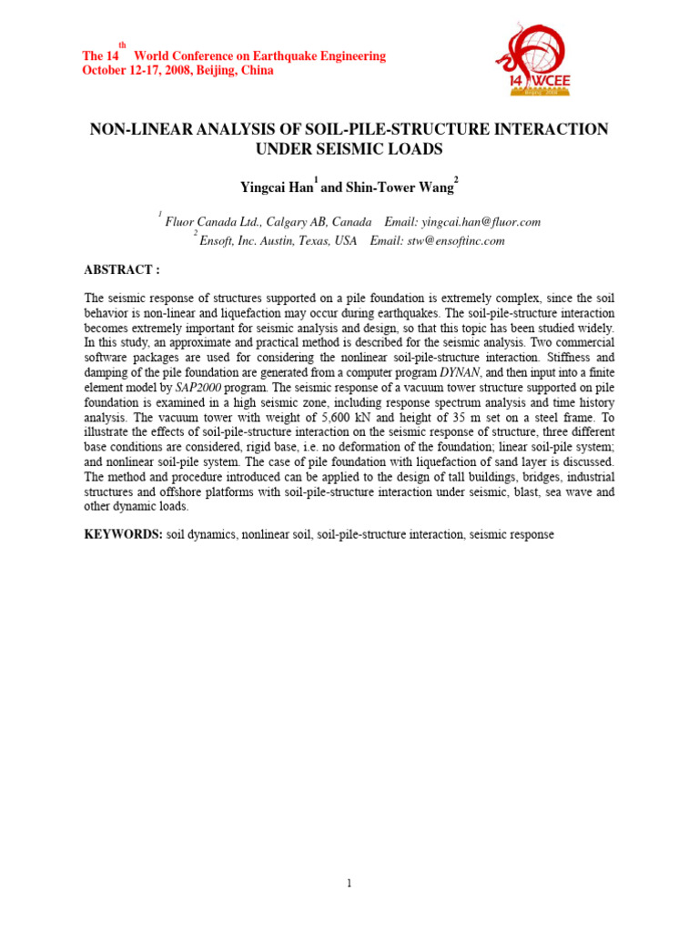 Non Linear Analysis of Soil Pile Structu | PDF | Earthquake Engineering | Nonlinear System