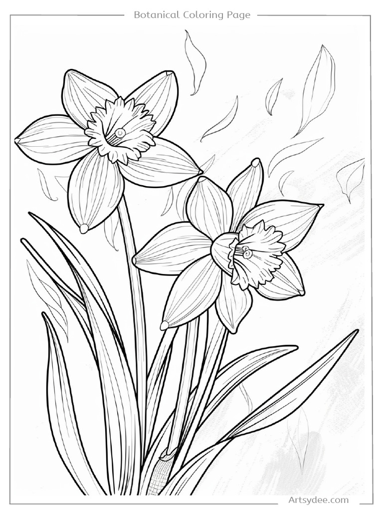 Free Botanical Coloring Page Download | PDF